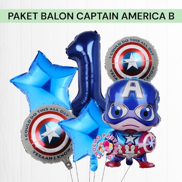 Jual Paket Balon CAPTAIN AMERICA Angka B / Dekorasi Ulang Tahun Kapten ...