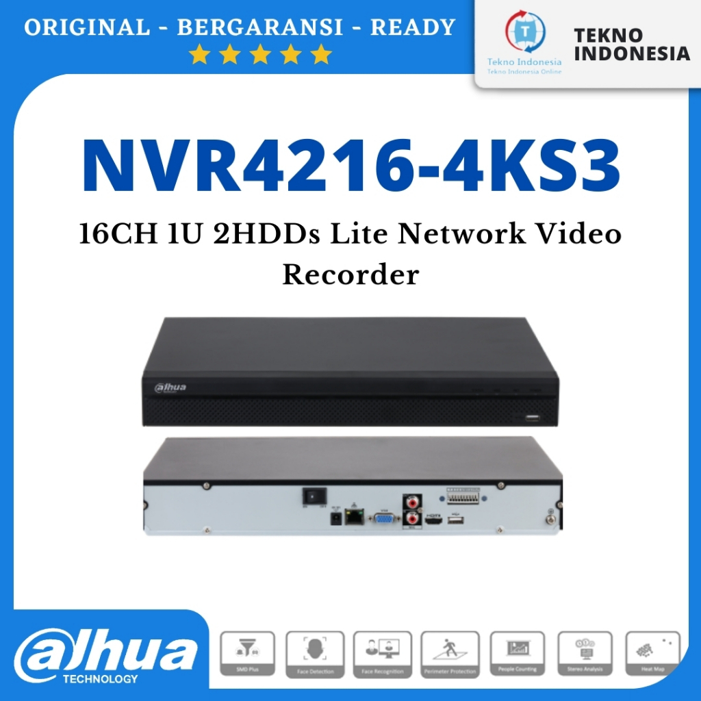 Jual Dahua NVR4216-4KS3 16 Channel 2 Slot HDD NVR IP Camera 16ch AI ...