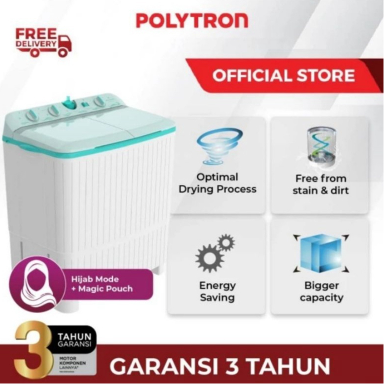 Jual POLYTRON MESIN CUCI 2 TABUNG GIANT SERIES HIJAB PWM 1076 [10KG ...