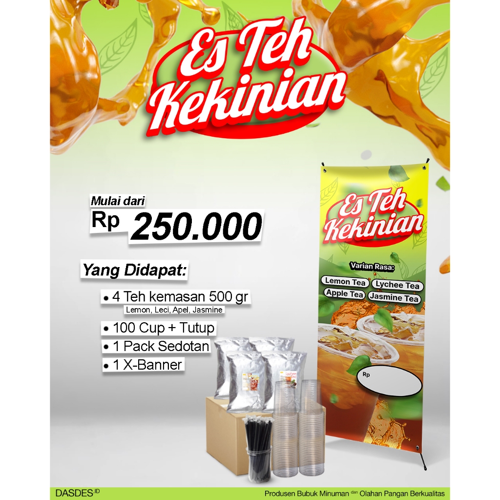 Jual PAKET NON BOOTH ES TEH JUMBO ES TEH KEKINIAN MILKSHAKE | Shopee ...