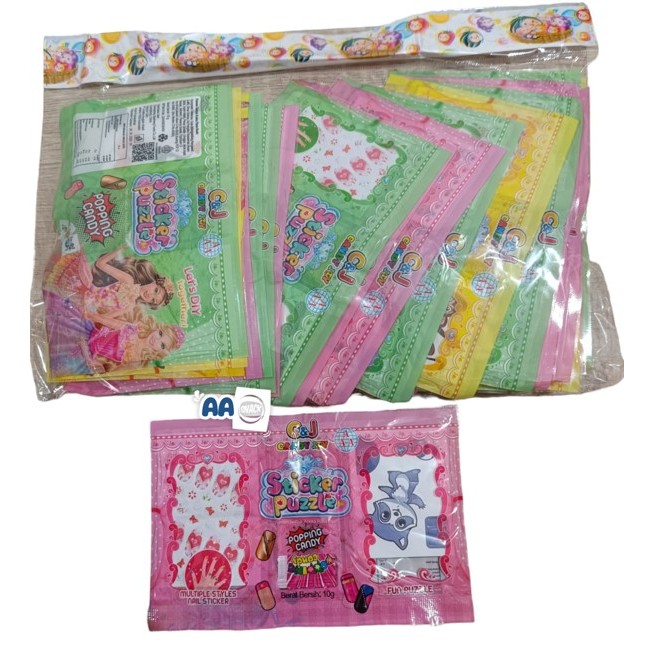 Jual C&J PERMEN POPPING STIKER PUZZLE KUKU SAK ISI 30 | Shopee Indonesia
