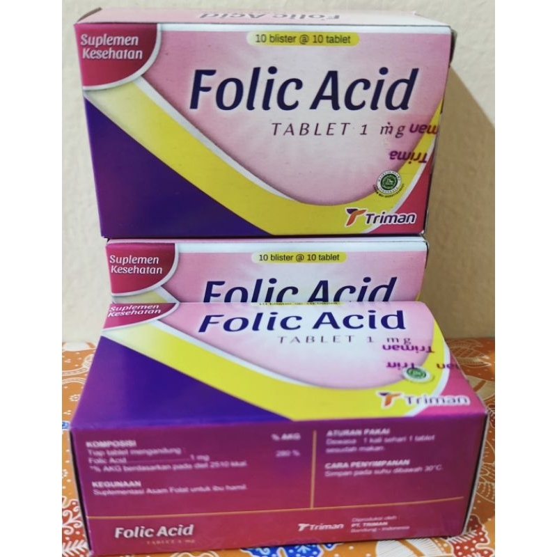 Jual FOLIC ACID 1 MG TRIMAN | ASAM FOLAT | BOX | ISI 100 | PROMIL ...