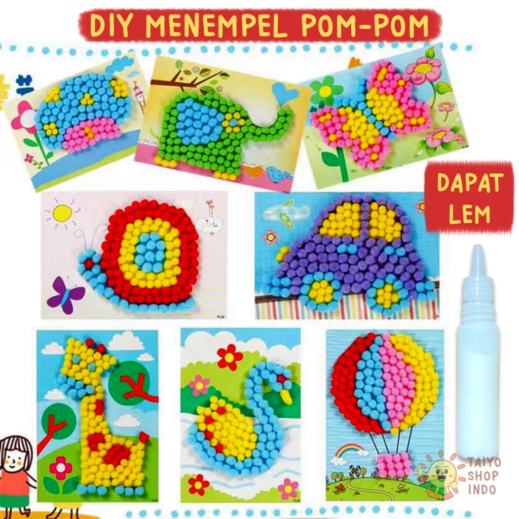 Jual TAIYO DIY Menempel Pom Pompom Tempel Bola Kain Plush Ball Prakarya ...