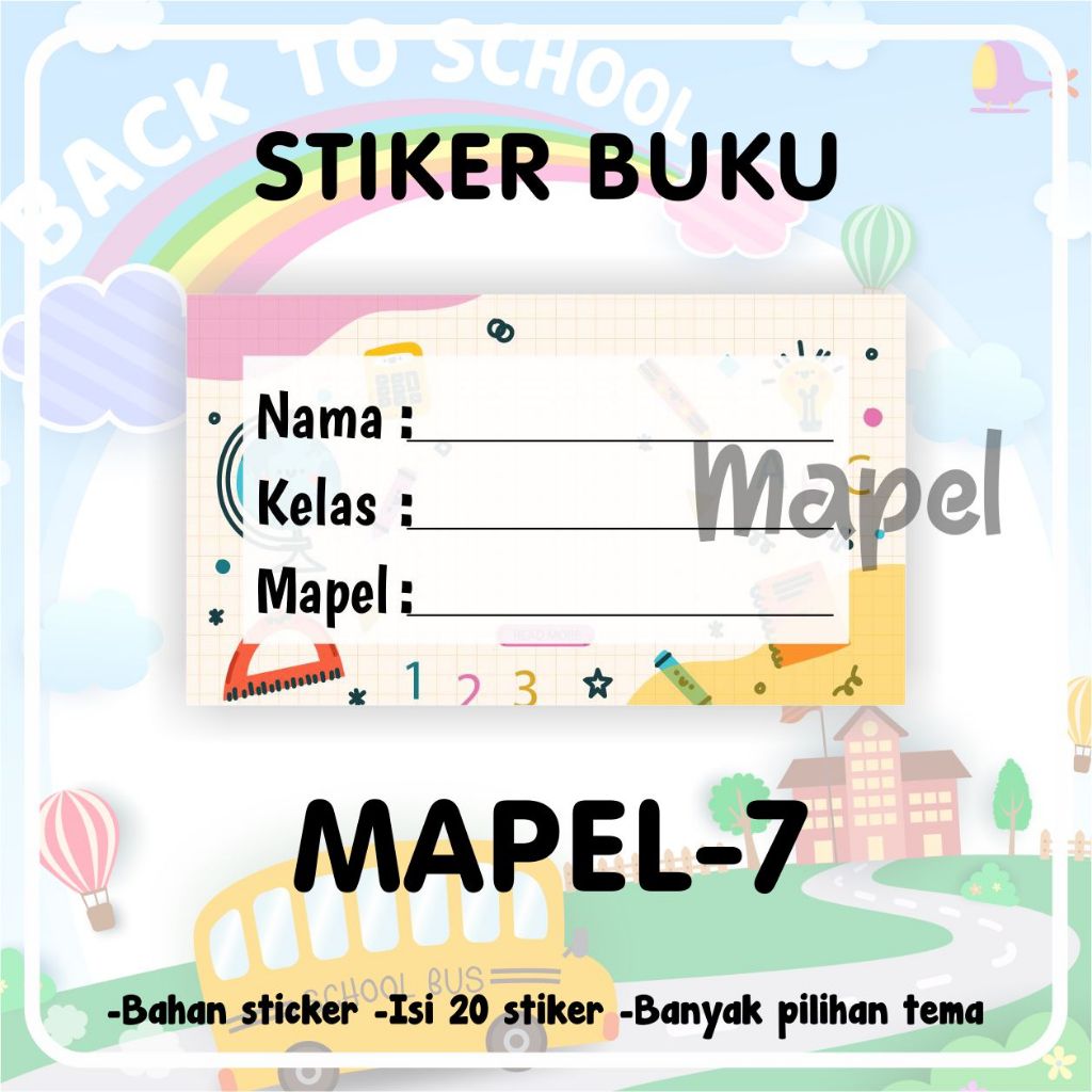 Jual Sticker Label Buku - Stiker mapel - stiker buku sekolah - stiker ...