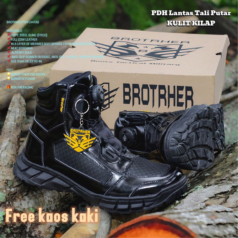 Jual BROTRHER Fitgo sepatu Lantas Kulit Kilap Sepatu Pdh 6 Inch ...
