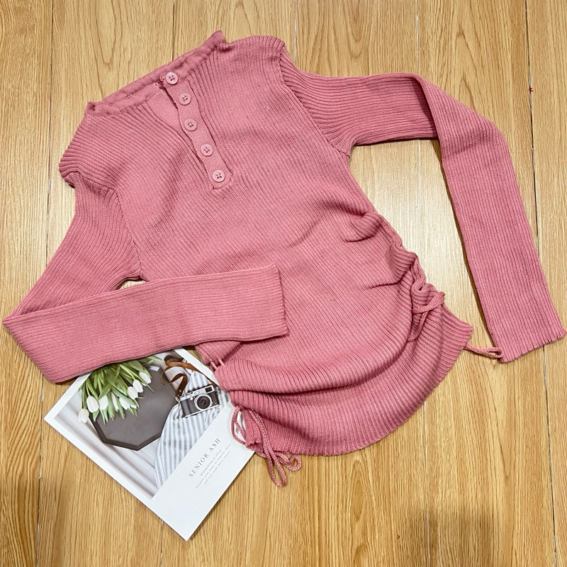 Jual Atasan Rajut Wanita Button Serut kiri kanan | Baju Rajut Knit ...