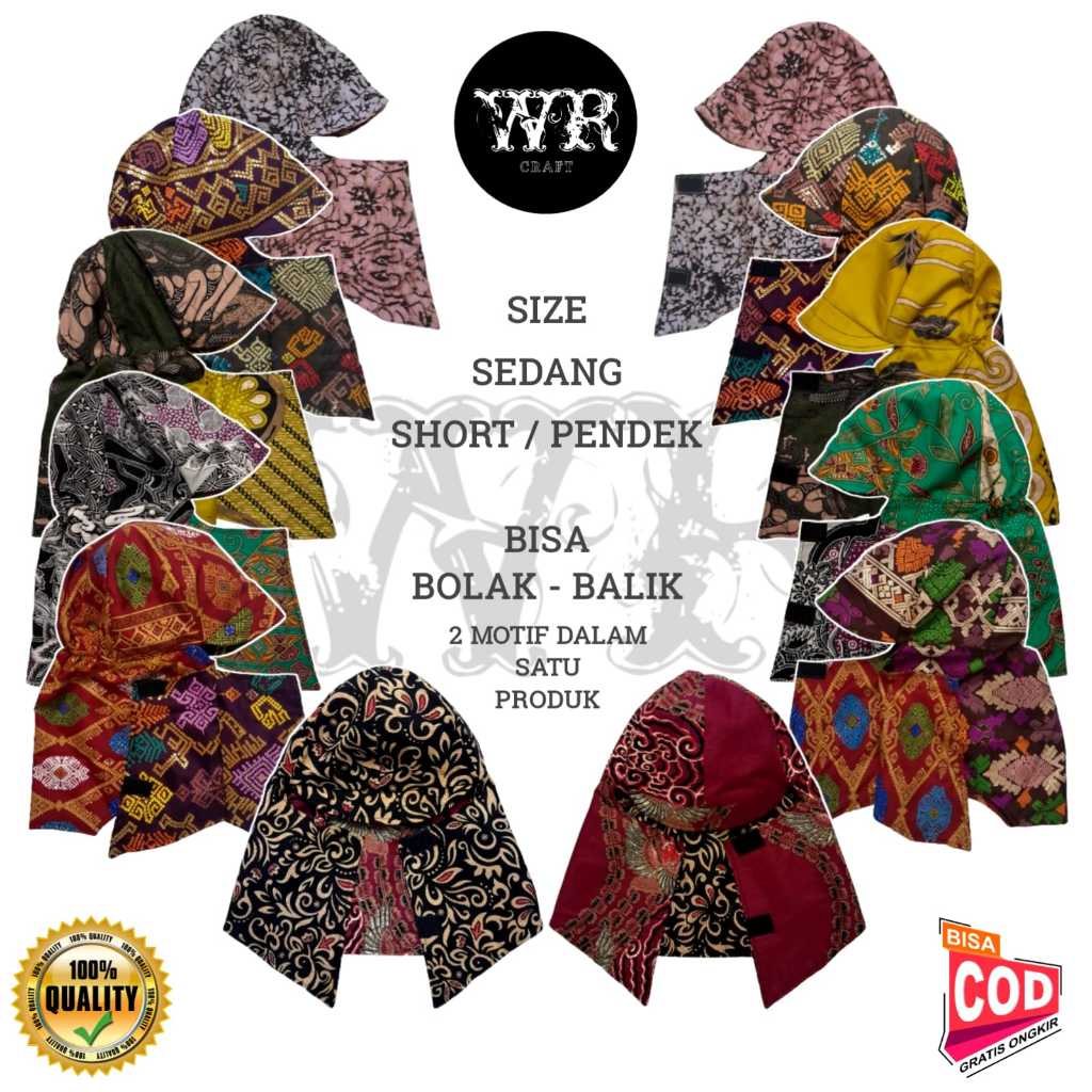 Jual TOPI MASKER BATIK SERBAGUNA - SHORT/PENDEK- PILIH MOTIF - TOPI ...