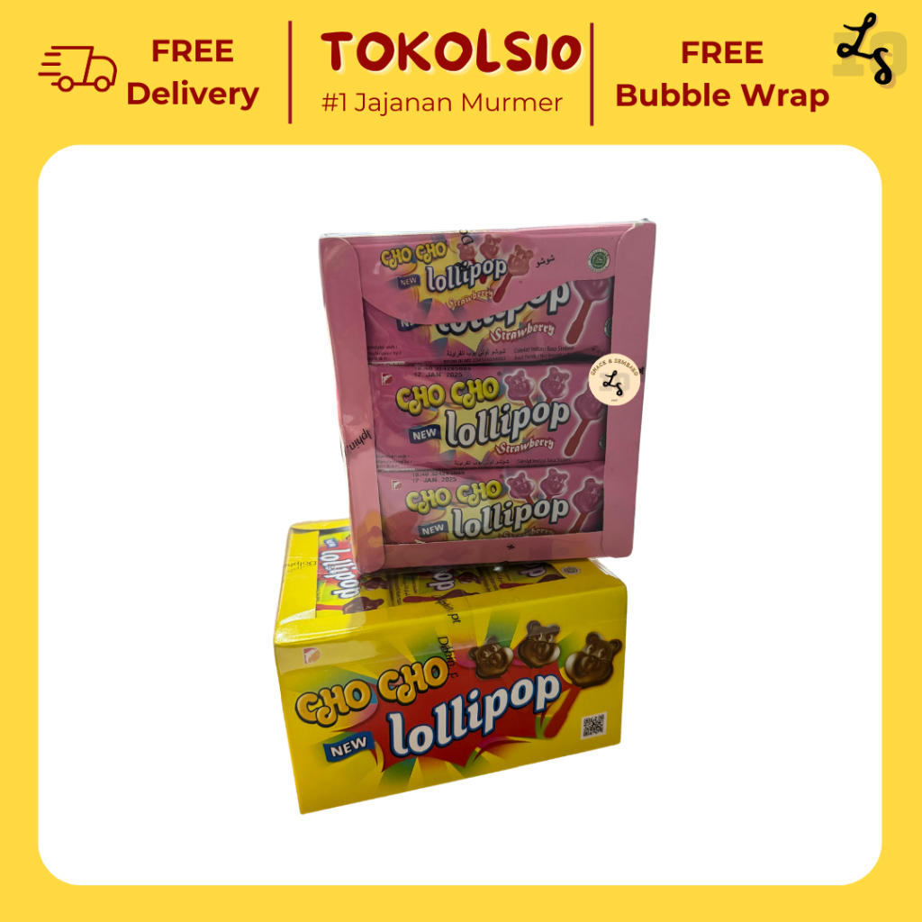 Jual Permen Cho Cho Lollipop Coklat/Stroberi 1 Box Isi 24 pcs | Shopee ...
