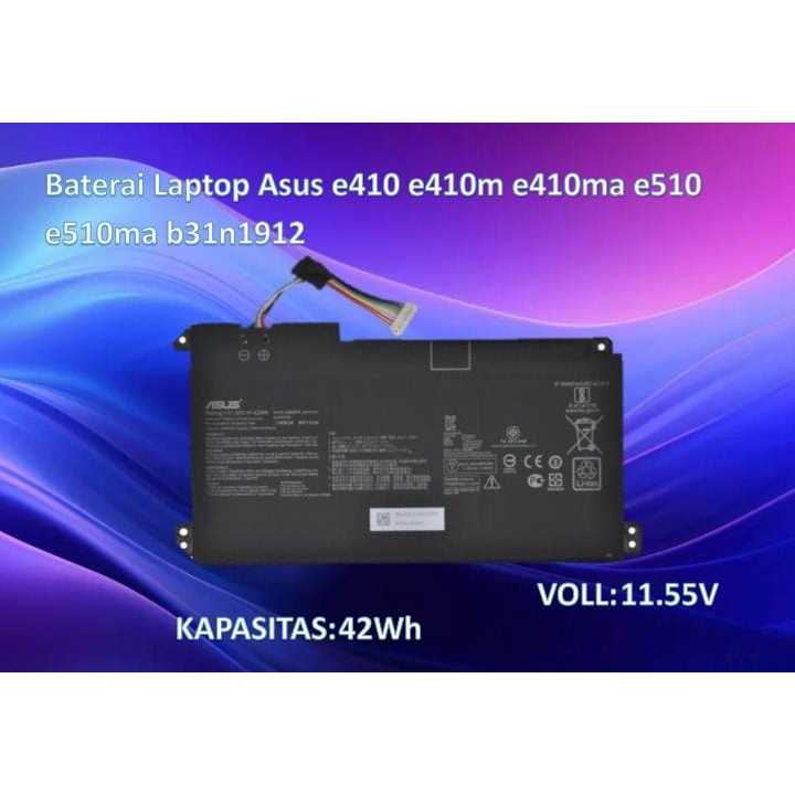 Jual Baterai Laptop Asus e410 e410m e410ma e510 e510ma b31n1912 | Shopee Indonesia