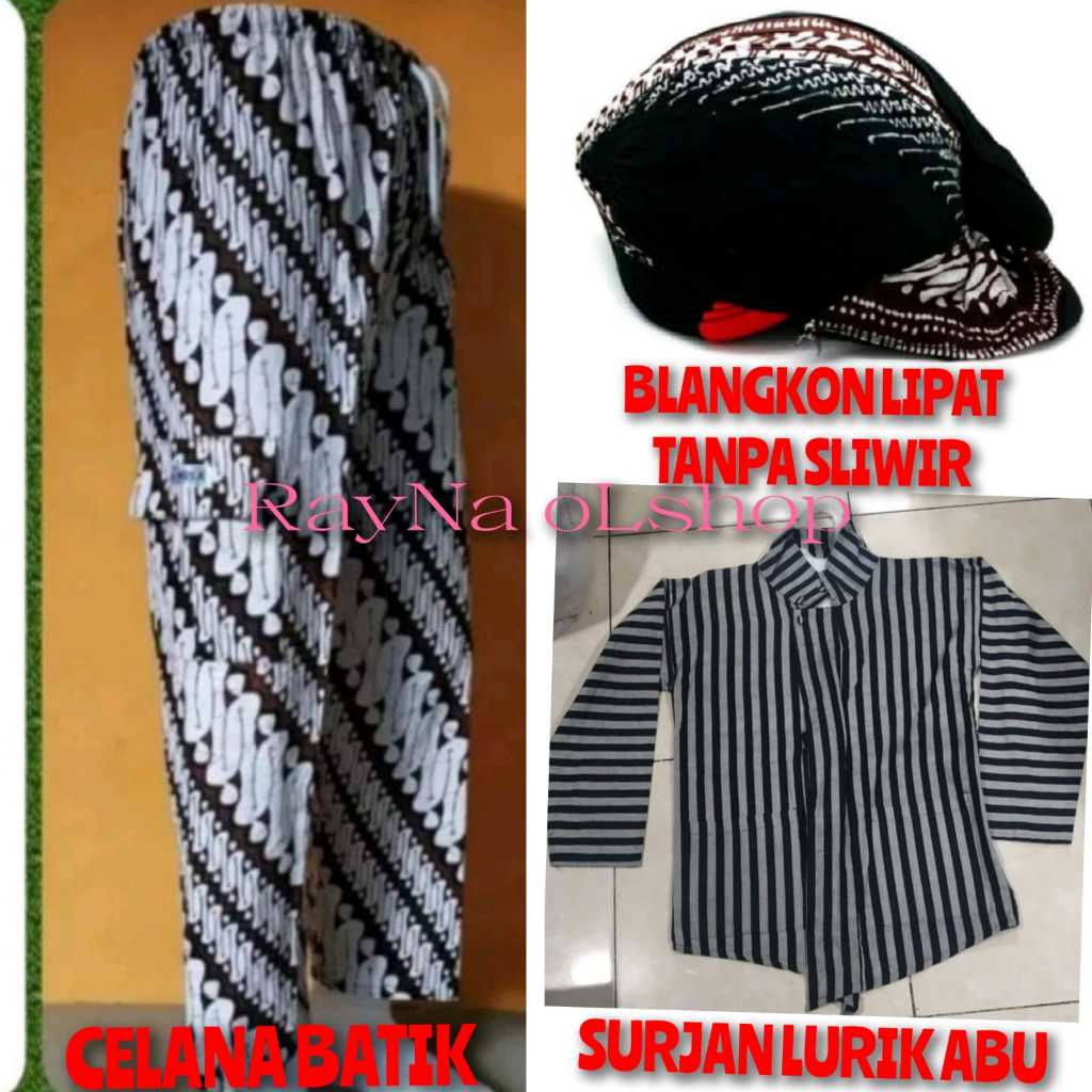 Jual SURJAN LURIK ABU + BLANGKON LIPAT TANPA SLIWIR + CELANA BATIK | PAKAIAN TENUN PRIA / LAKI ...