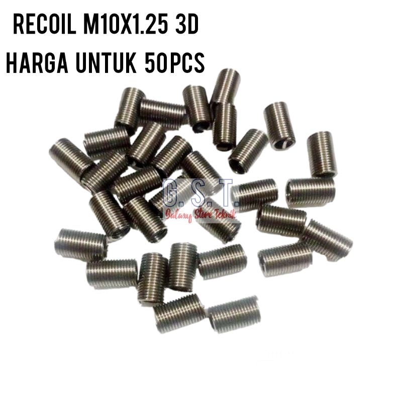 Jual 50pcs recoil drat baut 14. M10×1.25 3D material per stainles stel ...