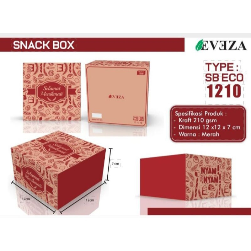 Jual isi 50 dus / dus snack box nyam nyam / box snack kue ukuran 12x12 ...