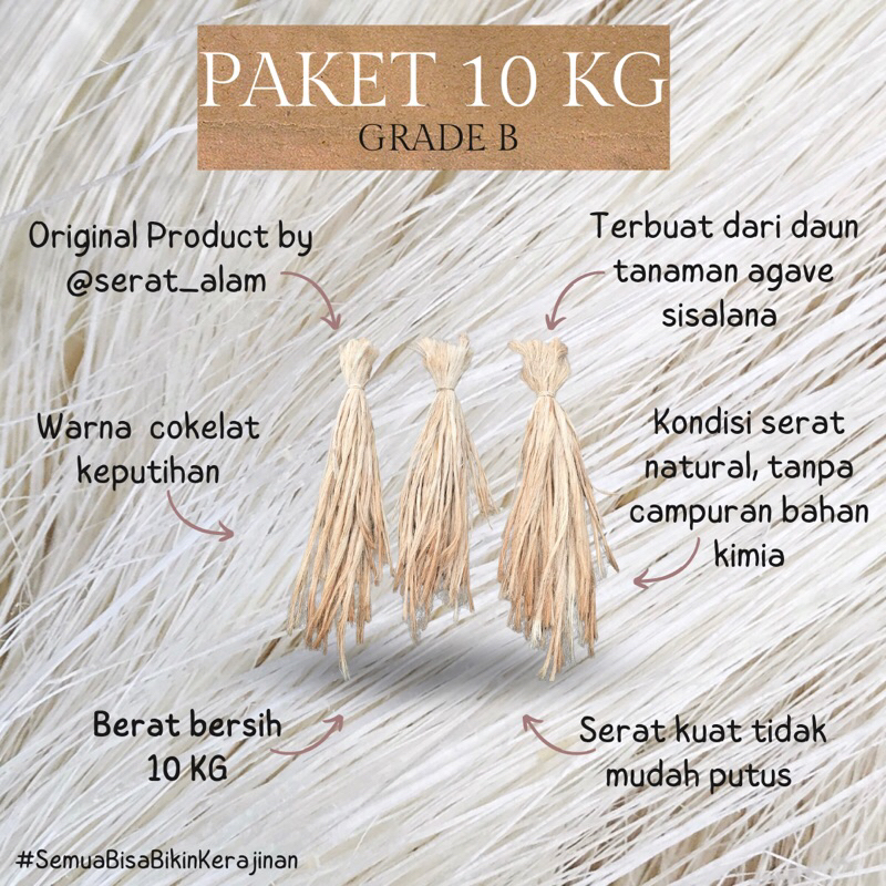 Jual Paket 10 Kg Serat Sisal Warna Cokelat / Serat Sisalana Agave ...
