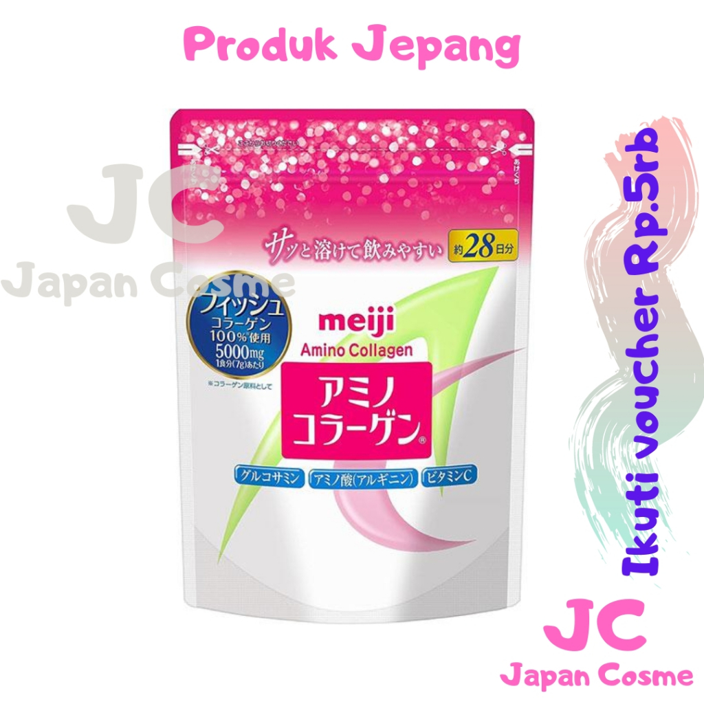 Jual 🇯🇵Meiji amino collagen powder new package beauty collagen produk jepang 28 days 196g refill ...