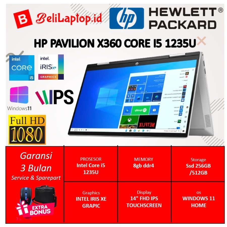 Jual Hp Pavilion X360 Intel Core I5 Gen 12 Ram 8GB Ssd 1TB Full Hd Ips ...