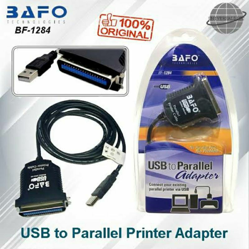Jual Kabel Usb To Paralel BAFO Original Usb to LPT - Printer Adapter ...