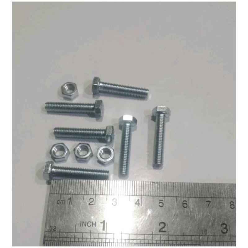 Jual baut + mur putih BMK M5 x 25 mm galvanis kunci 8 | Shopee Indonesia