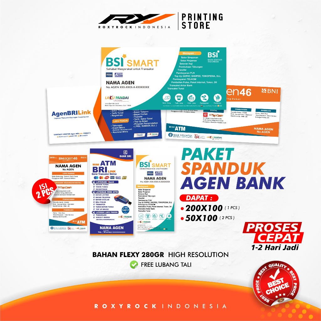 Jual SPANDUK BRILINK 1 Paket isi 3 PCS / AGEN BANK BRI, BNI, BSI ...