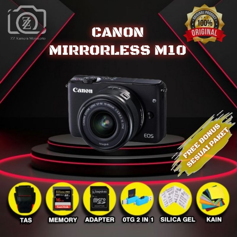 Jual MIROLES CANON EOS M10 LENSA KIT 15-45 MM STM BANYA BONUS BERGARANSI | Shopee Indonesia