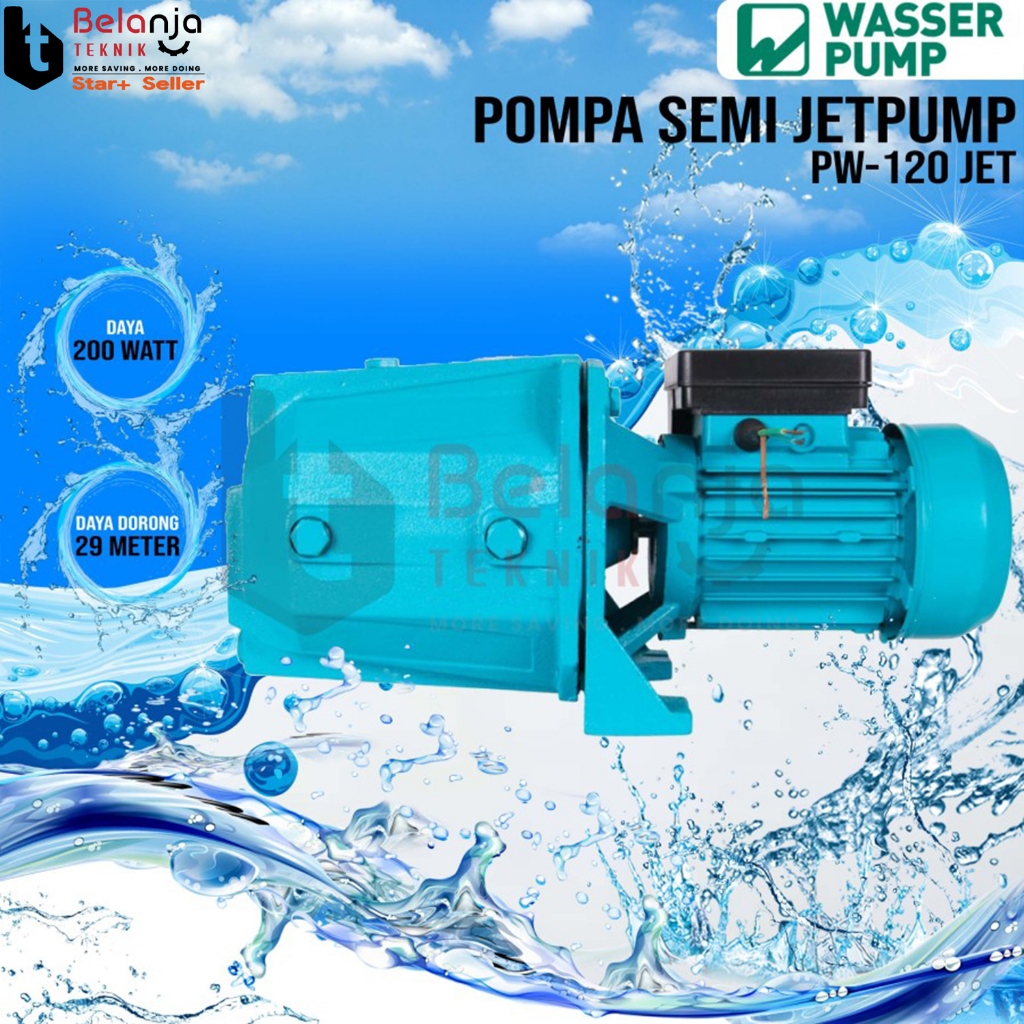 Jual WASSER Pompa Air Semi Jetpump PW 120 JET Semi Jetpump 100 Watt ...