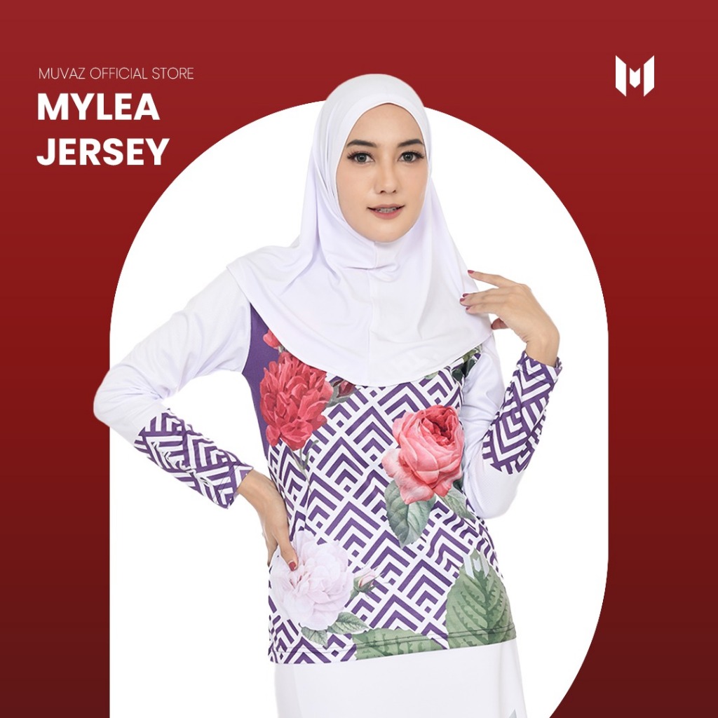 Jual (BUY 1 GET 1) Muvaz Mylea - Kaos Olahraga Muslimah Dryfit Motif Bunga Mawar | Shopee Indonesia