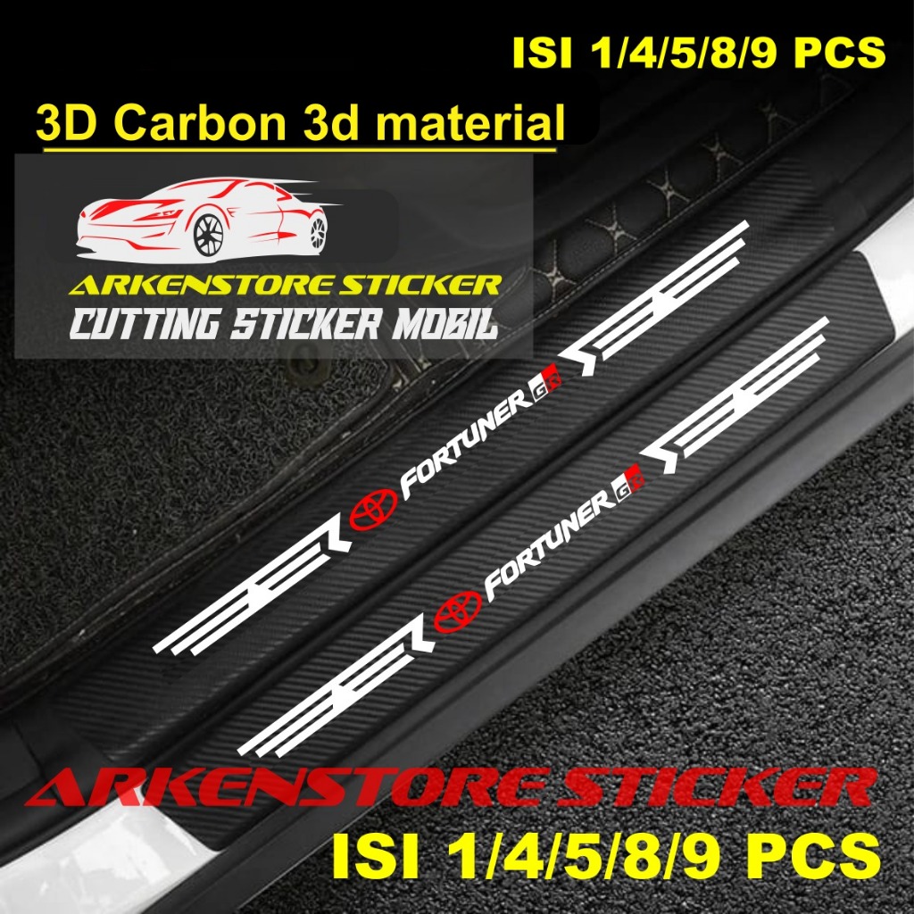 Jual 9pcs sticker sill plate carbon 3d mobil toyota fortuner gr sticker ...