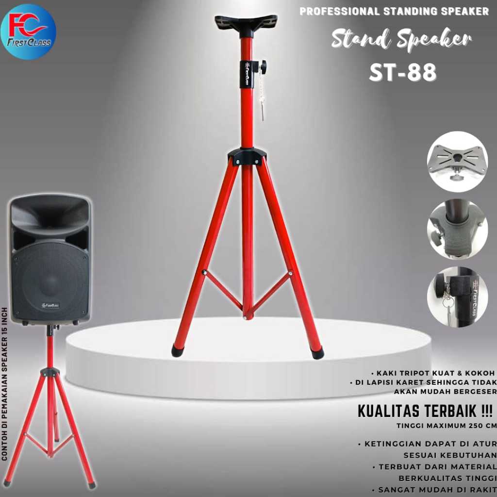 Jual Stand Speaker Firstclass St88 black Tripod speaker tripot audio ...