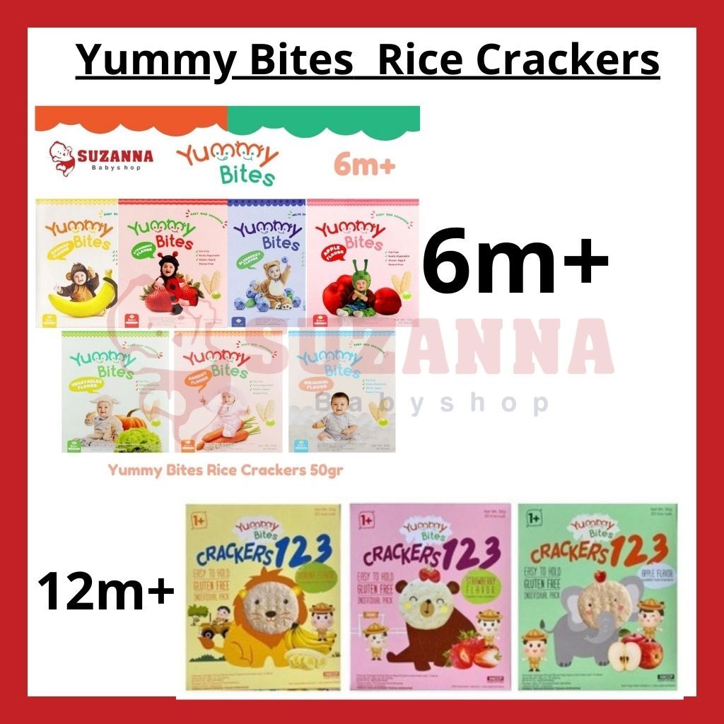 Jual Yummy Bites Rice Crackers Varian 123 (12M+) 50gr dan Rice Crackers ...