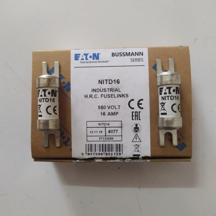 Jual Fuse NIT-D 16A 550V 80KA BS88 Eaton Bussmann Fuse NIT-D 16A 550V ...