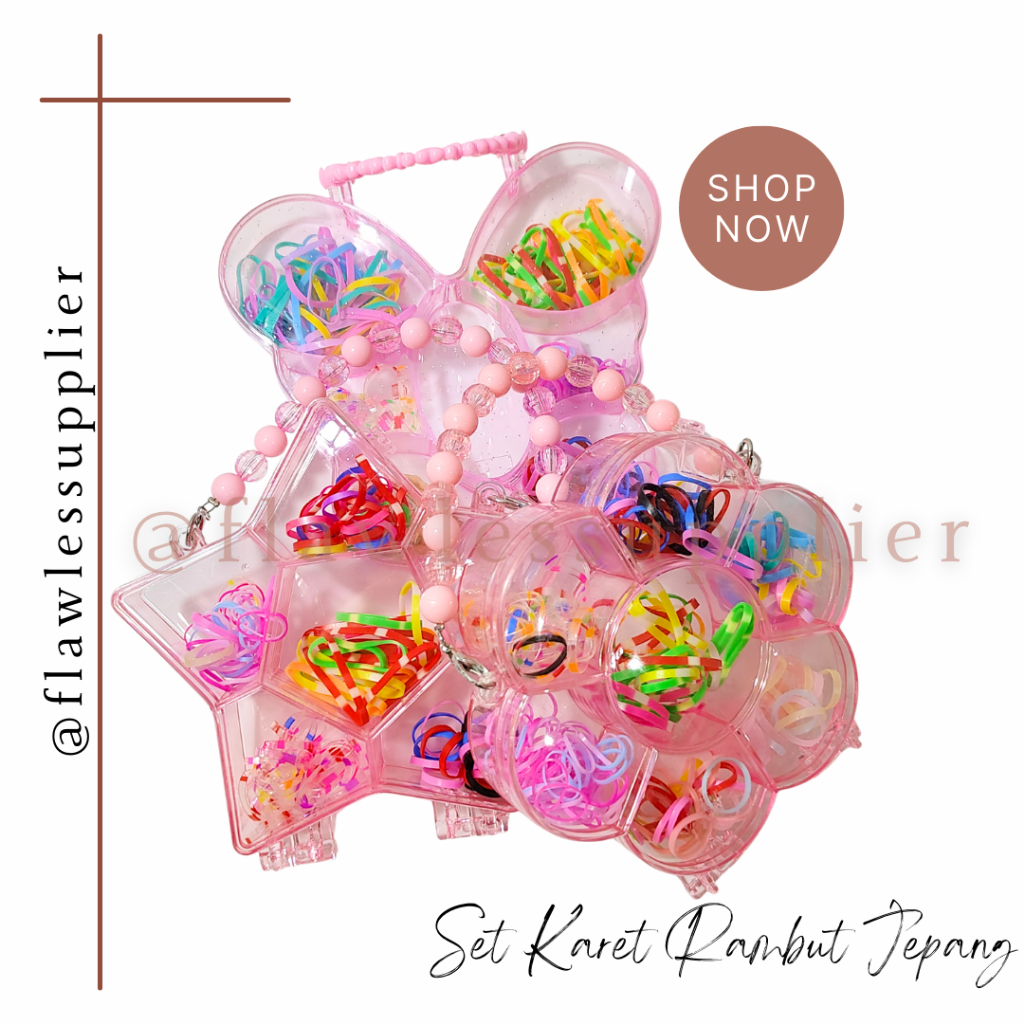 Jual Karet Ikat Rambut Set Anak / Karet Ikat Rambut Jepang Warna Warni ...
