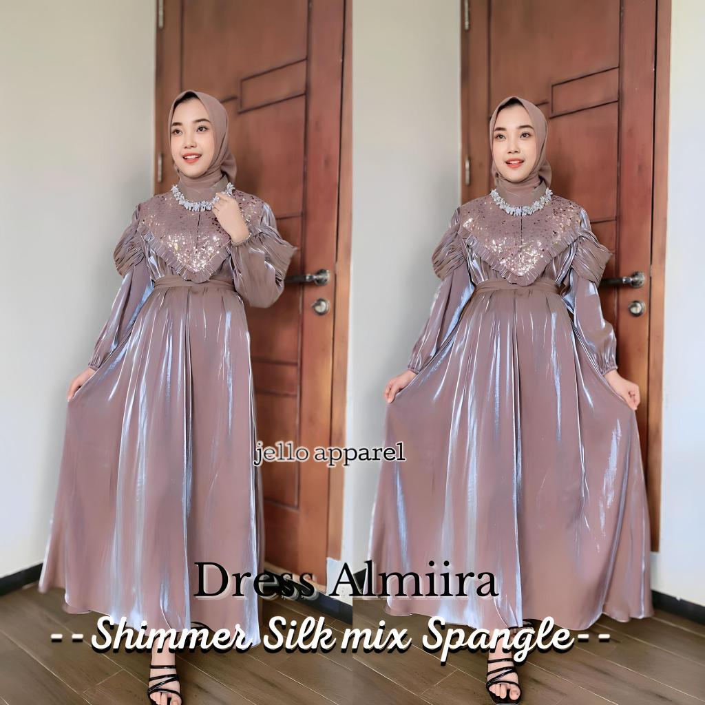 Jual Almyra Gamis Shimmer Silk Mix Spangle Pakaian Wanita Muslim ...