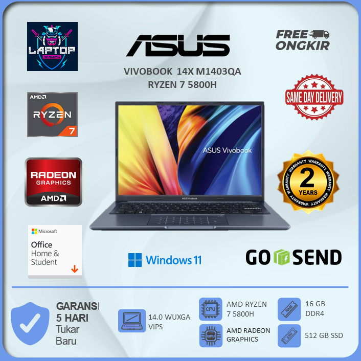 Jual ASUS VIVOBOOK 14X M1403QA RYZEN 7 5800H 16GB 512GB W11+OHS 14 ...