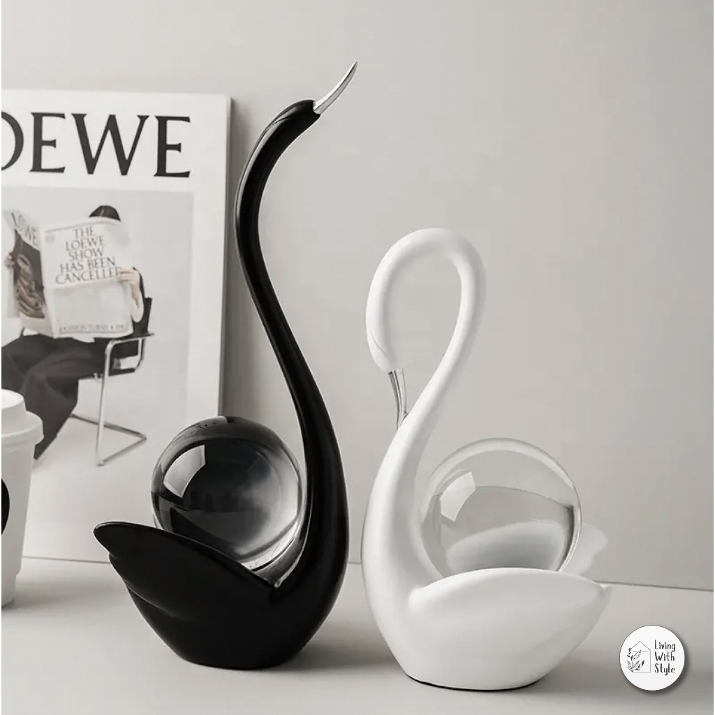 Jual Living With Style - Crystal Ball Swan Couple Statue Decor Set ...