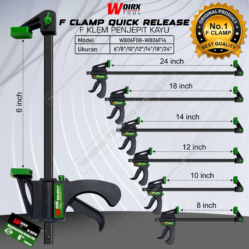 Jual Klem F Clamp Alat Penjepit Kayu 6" 8" 10" 12" 14" 18" 24" 30" 36 ...