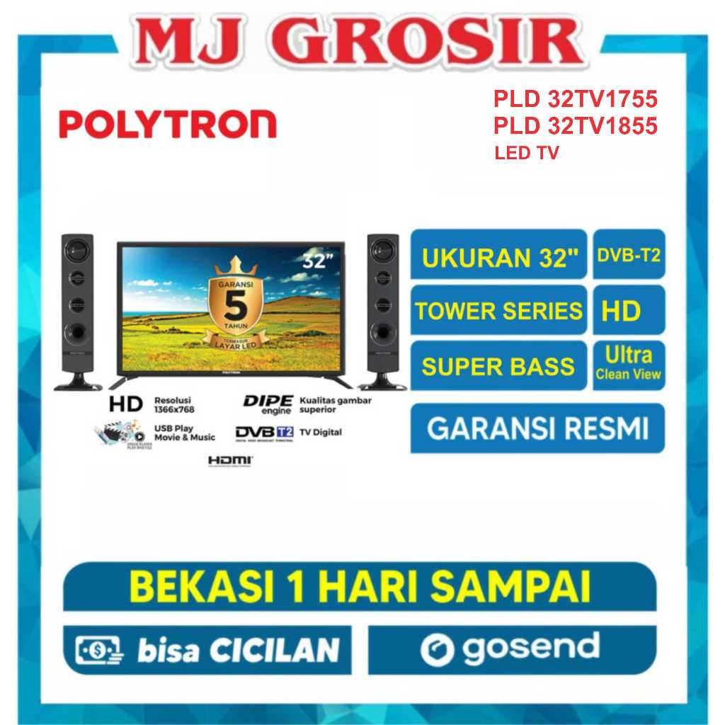 Jual LED TV POLYTRON PLD 32TV0755 & 32TV1855 32 INCH USB MOVIE HD HDMI | Shopee Indonesia