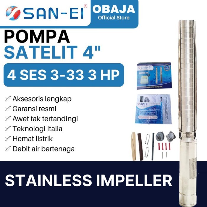 Jual San Ei Pompa Satelit Stainless 4 inch SS3P 3-33 3 HP- 3 PHASE | Shopee Indonesia