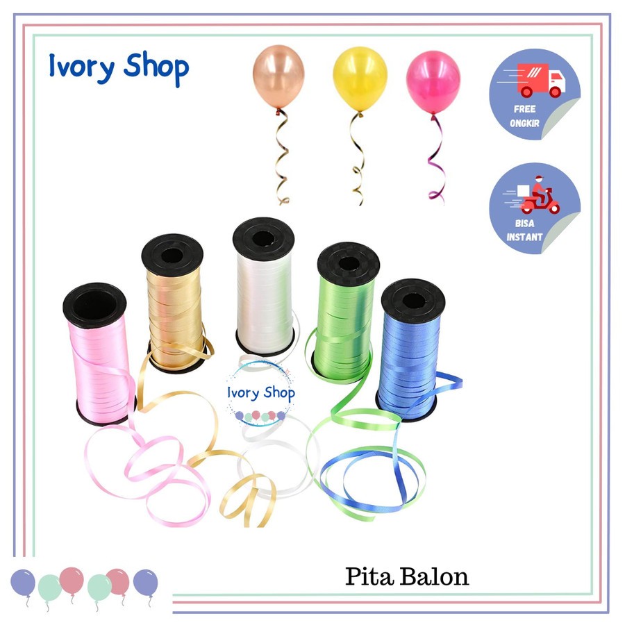 Jual Pita Balon gas 1 roll 100 meter curly ribbon gulungan | Shopee ...