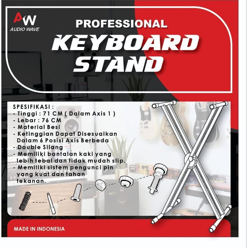 Jual Stand Keyboard Double AW Bahan Besi Universal/Stand Keyboard Besi ...