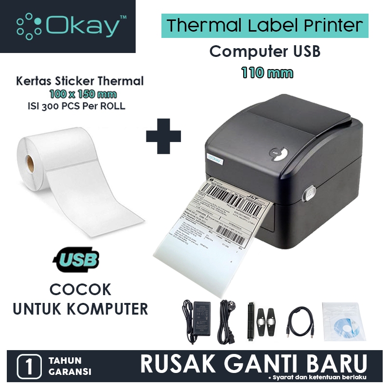 Jual OKAY D100 BW BL Printer label pengiriman barcode thermal Max ...
