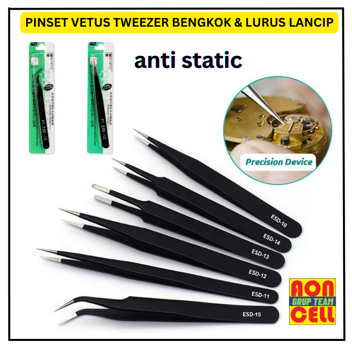Jual PINSET VETUS TWEEZER BENGKOK LURUS LANCIP ESD-15 ESD-10 COIL KAPAS | Shopee Indonesia