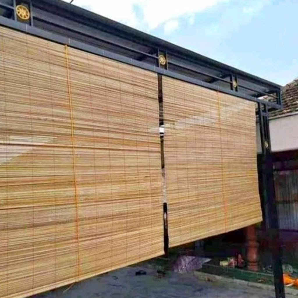 Jual Kerai Gulung Tirai Bambu Kulit Sawit Polos/Pernis/Plitur Sudah Dengan Gulungan 1set ukuran ...