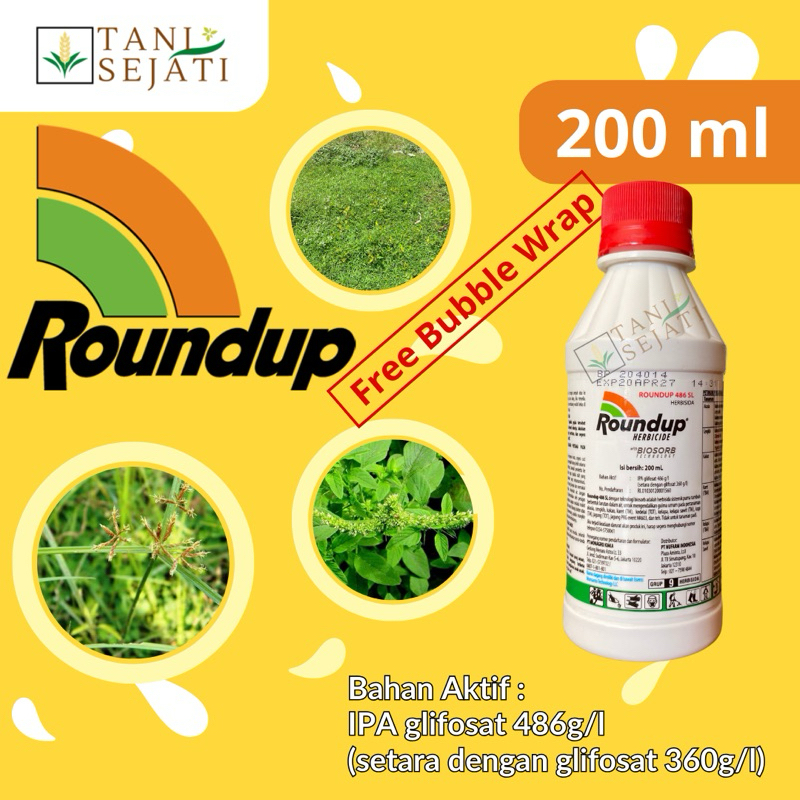Jual Roundup 486SL 200 ml Kemasan Pabrik Herbisida Obat Rumput Racun ...