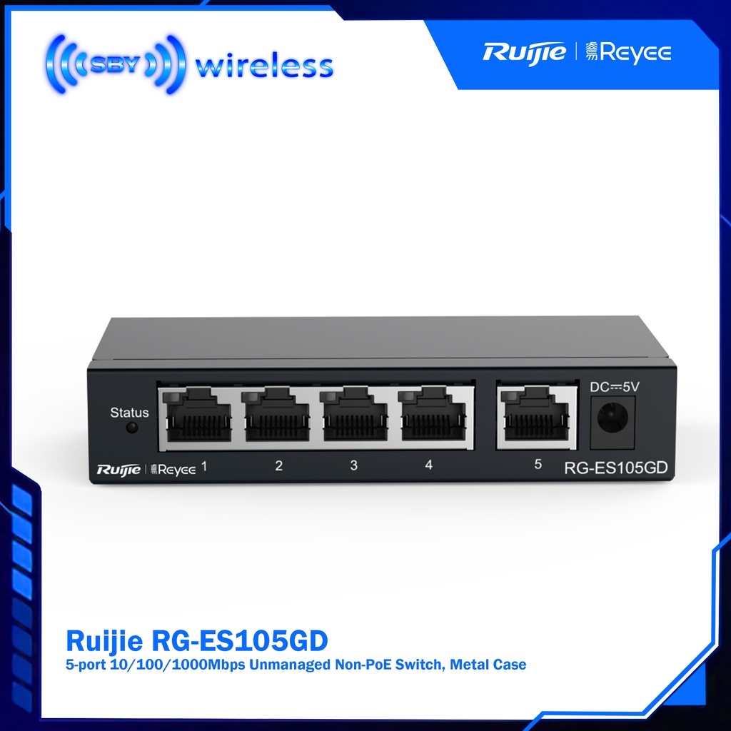 Jual RUijie Reyee RG-ES105GD Switch Hub 5-Port GIGABIT Metal Case ...