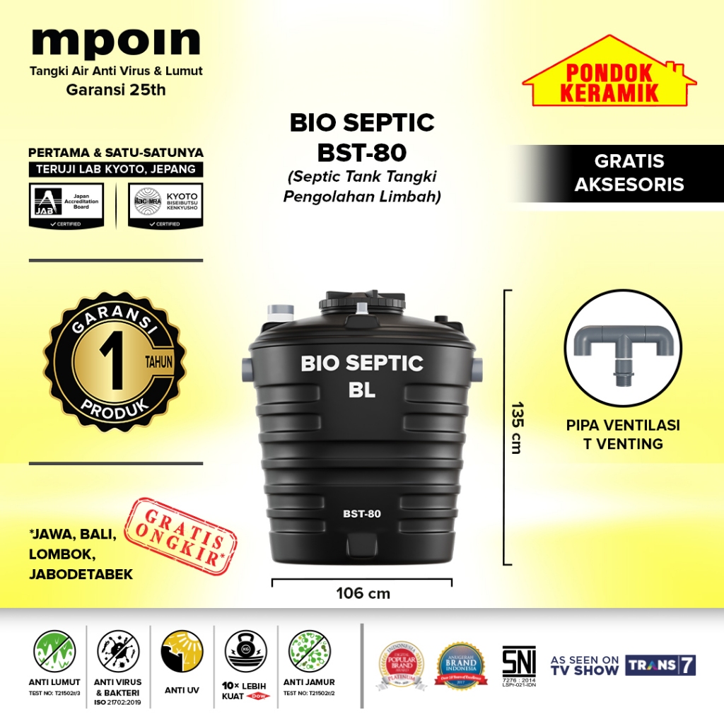 Jual Mpoin Bioplus 800 L - Tangki Septic Tank BST 80 Garansi 1 Tahun ...