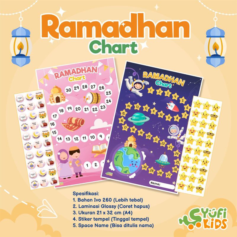 Jual Ramadhan Chart /Ramadhan Tracker Sticker Apresiasi untu Puasa Anak ...
