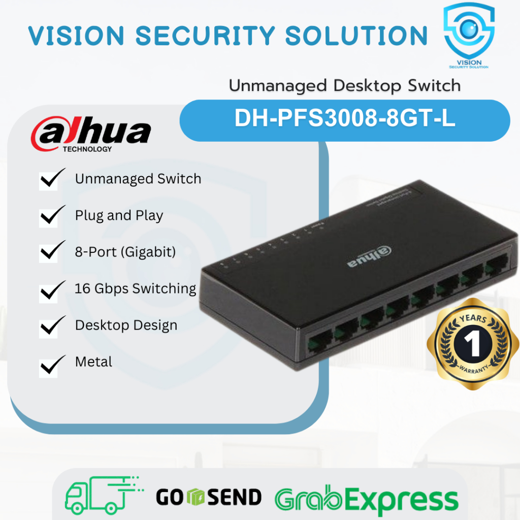 Jual Unmanaged Desktop Switch Dahua 8 Port DH-PFS3008-8GT-L Gigabit ...
