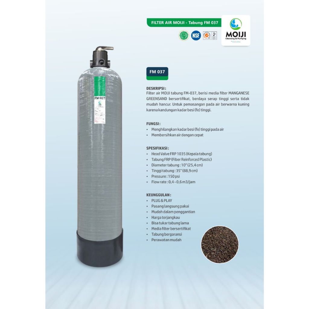 Jual Tabung FRP 1054 isi Media Filter Manganese - Moiji FM 037 | Shopee ...
