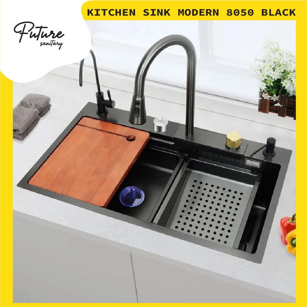 Jual Kitchen Sink Modern 7545 Luxury LED Black Elegant/Bak Cuci Piring ...