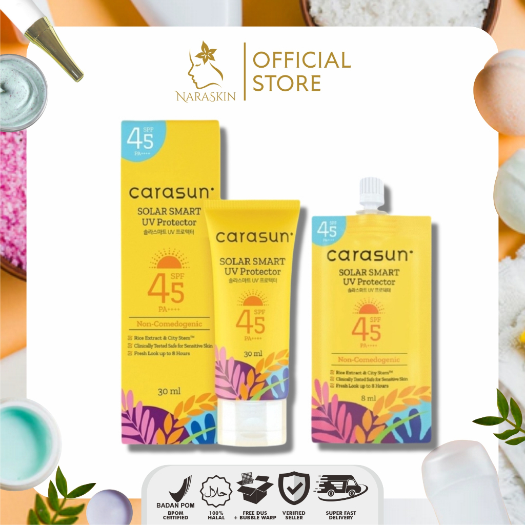 Jual Carasun Solar Smart UV Protector SPF 45 PA++++ - Sunscreen - 8 ml | 30 ml | Shopee Indonesia