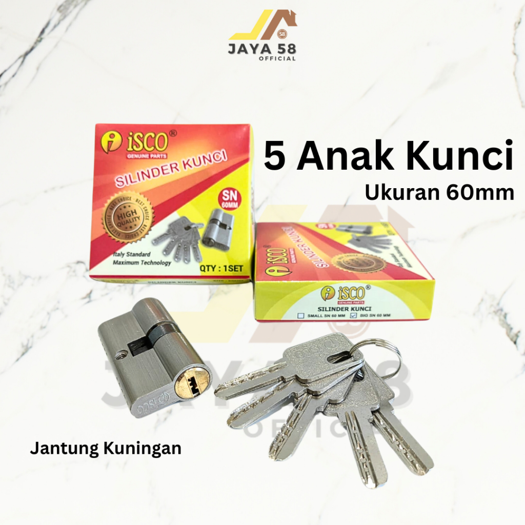Jual Cylinder Kunci Pintu Kecil/ Tanggung & Besar 5 Anak Kunci C-Key Silinder Pintu Jantung ...